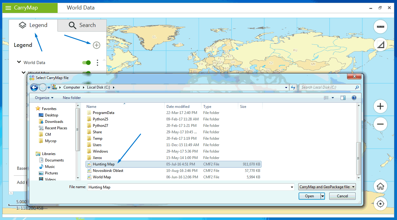 CarryMap for Windows Help - Projects and adding maps and data to the ...